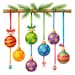 Christmas Baubles Clipart Set: Festive Hanging Ornaments (digital ...