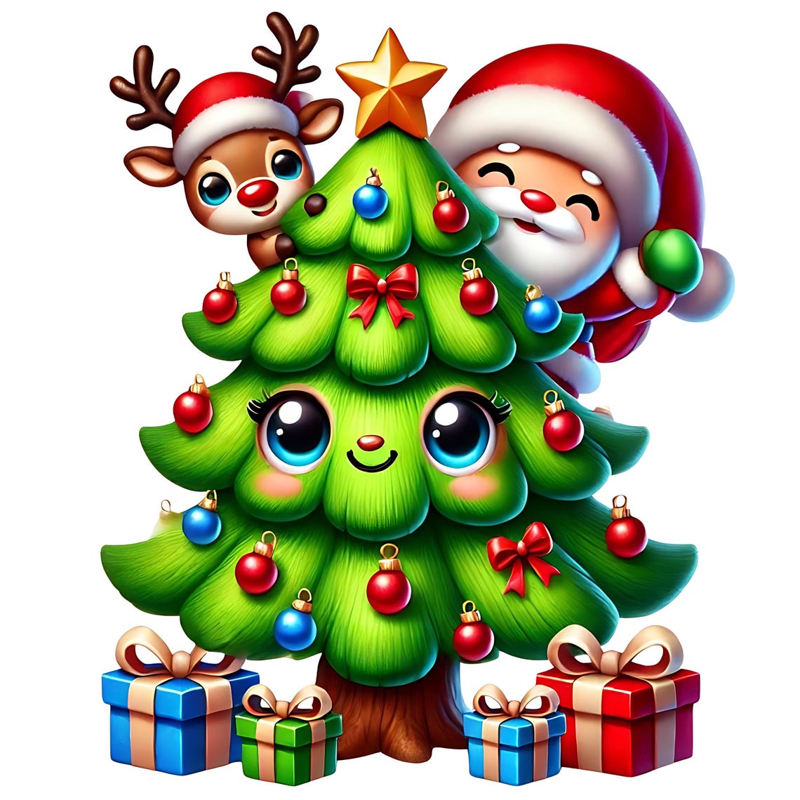 Cute Christmas Tree Clipart | Holiday JPG Bundle (digital Download) - Etsy