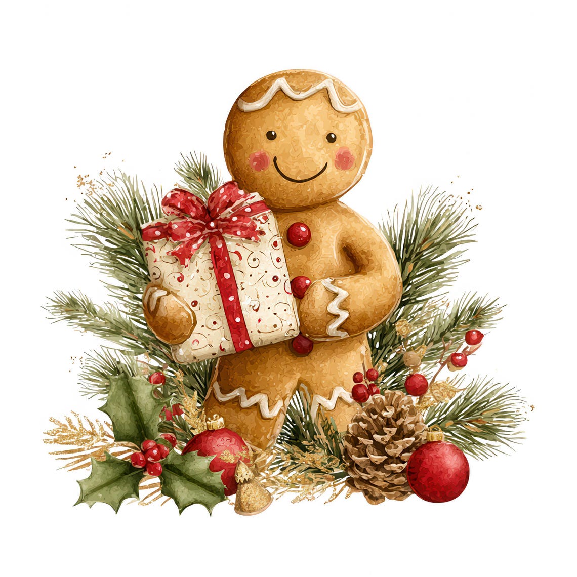 Christmas Gingerbread Man Clipart: Sweet Festive Holiday Graphics ...