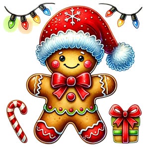 Cute Gingerbread Man Clipart Bundle | Holiday Jpgs (commercial Use) - Etsy