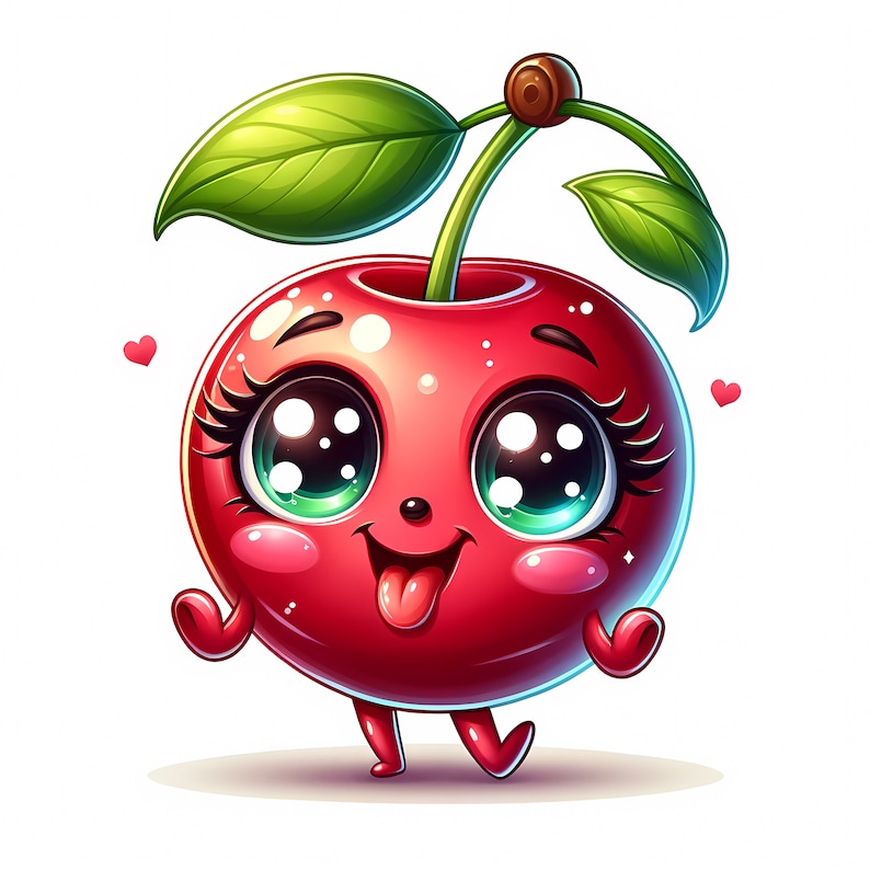 Cute Cherry Clipart Bundle 10 High-quality Jpgs Charming Cherry Kawaii ...