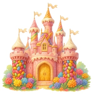 10 Candy Castle Clipart PNG, Sweet Fairytale Castle Clipart, Pastel ...