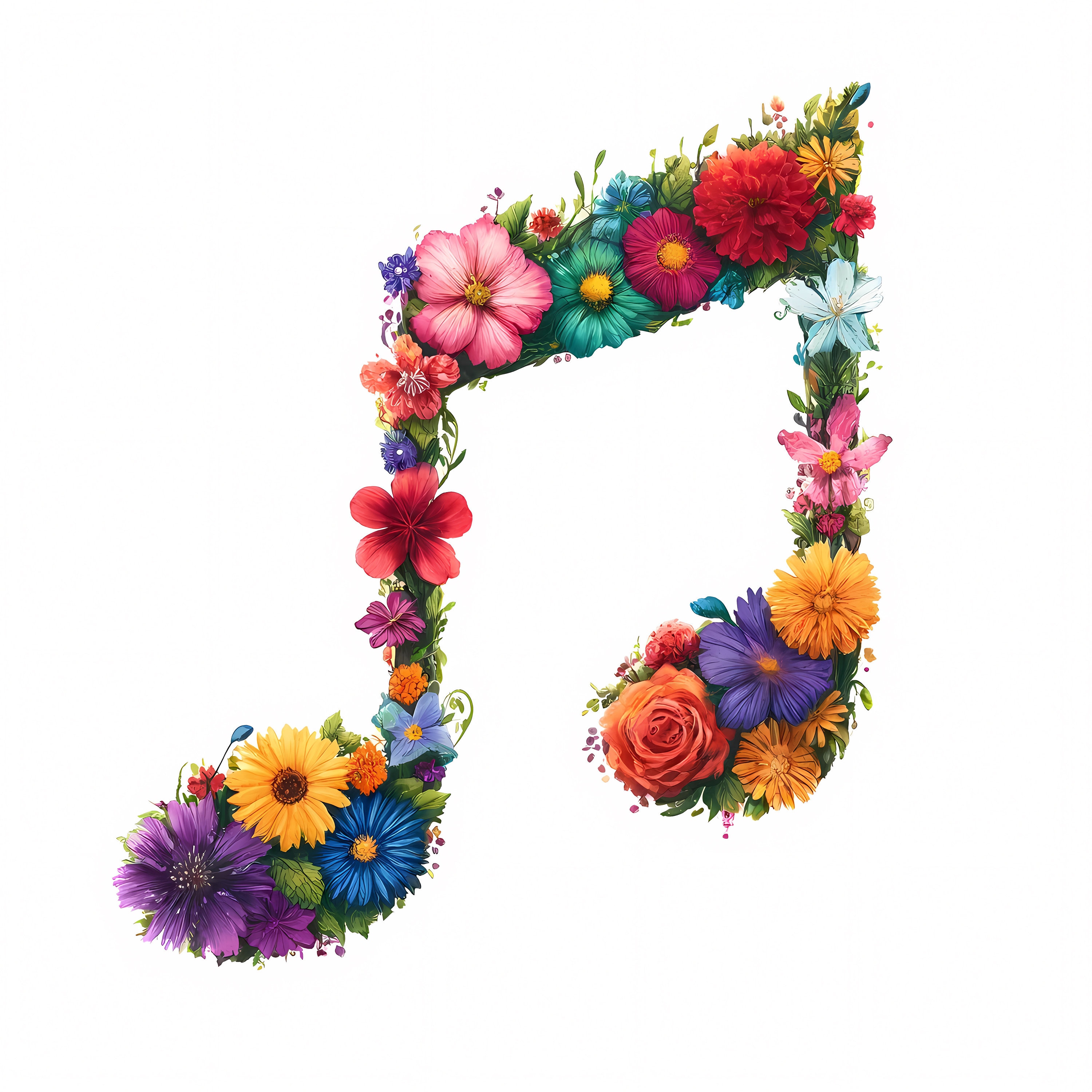 Music Notes Flowers Clipart 12 High-quality Jpgs Floral Music Note ...