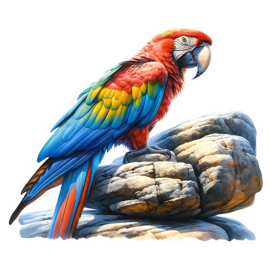 Colorful Macaw Parrot Clipart | Tropical Bird (digital Download) Set of ...