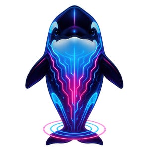 Neon Orca Clipart: Glowing Whale PNG Bundle - Commercial Use - Etsy