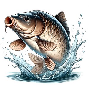 Carp Fish Clipart: Asian Fishing Art Prints (commercial Use) (digital ...
