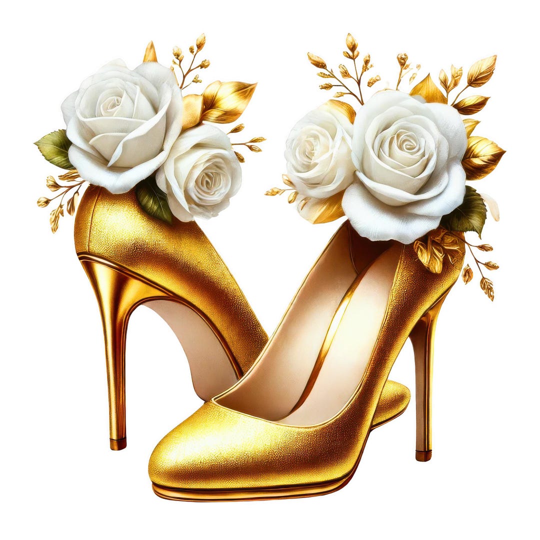12 Floral Prom Shoes Clipart: Elegant High Heel PNG Bundle (digital ...