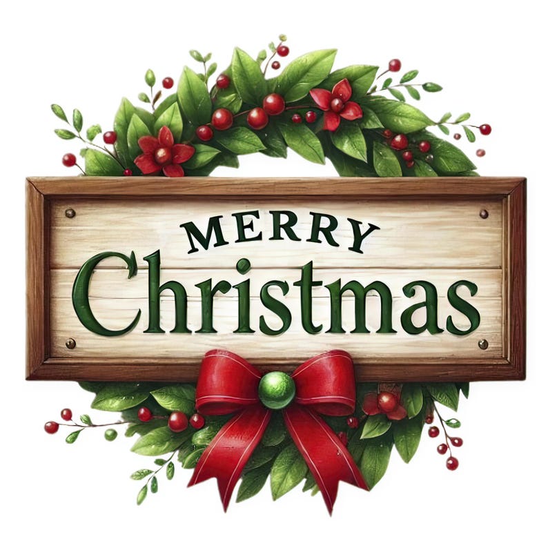 10 Merry Christmas Sign Clipart: Festive Holiday Art PNG (digital ...