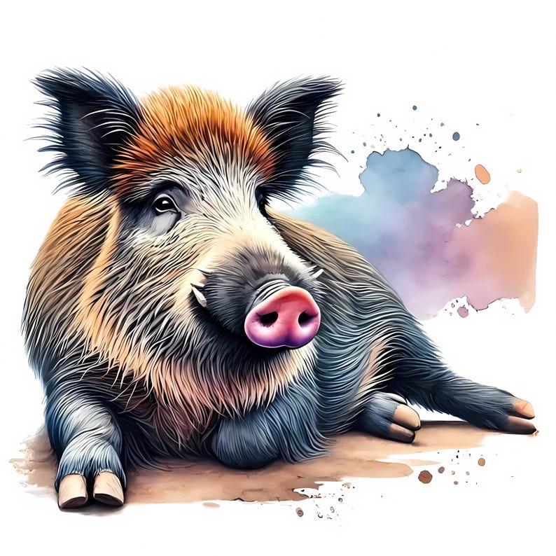 Wild Boar Clipart: Wildlife Art Images (12 JPG, Digital Download ...