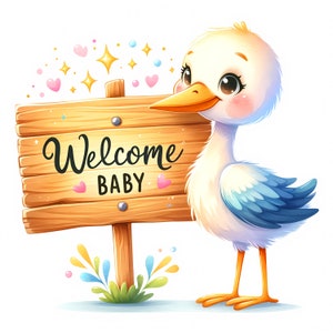 Welcome Baby Clipart: Nursery Decor, Baby Shower (commercial Use ...