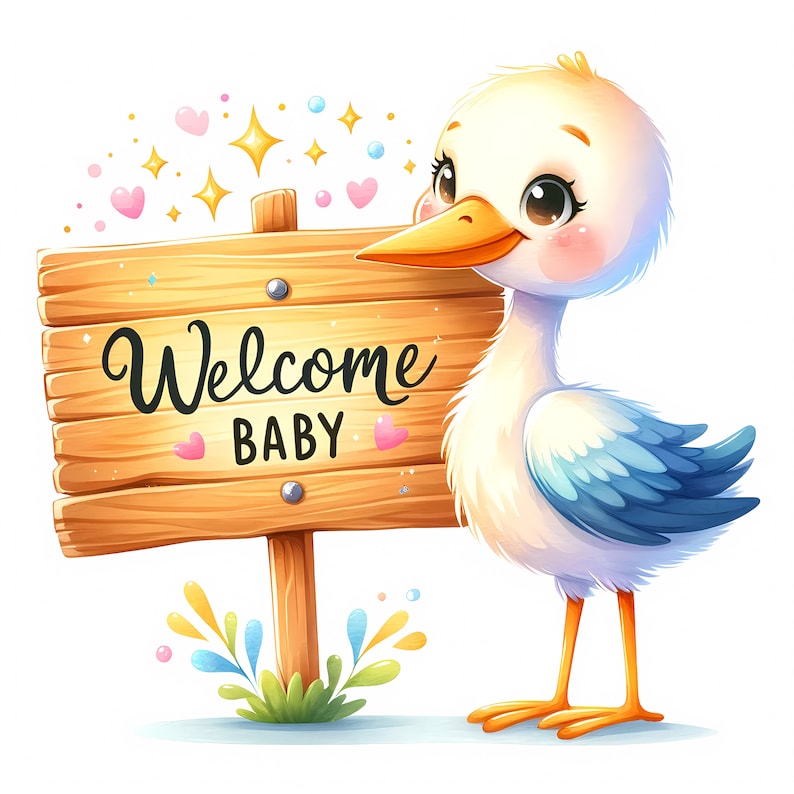 Welcome Baby Clipart: Nursery Decor, Baby Shower (commercial Use ...
