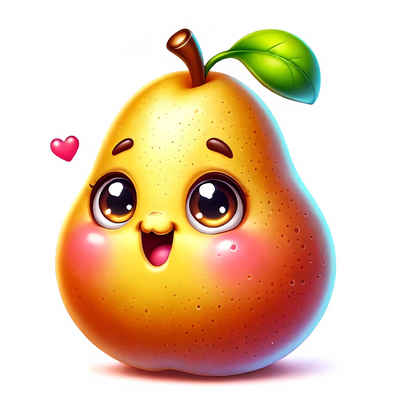 Cute Pear Clipart | Kawaii Fruit Art, Nursery Decor (digital Download ...