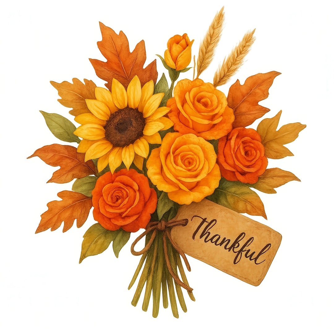 Fall Flowers Bouquet Clipart: Thanksgiving Bouquet (digital Download ...
