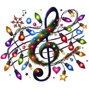12 Festive Music Note Clipart: Holiday Musical Art PNG (digital ...