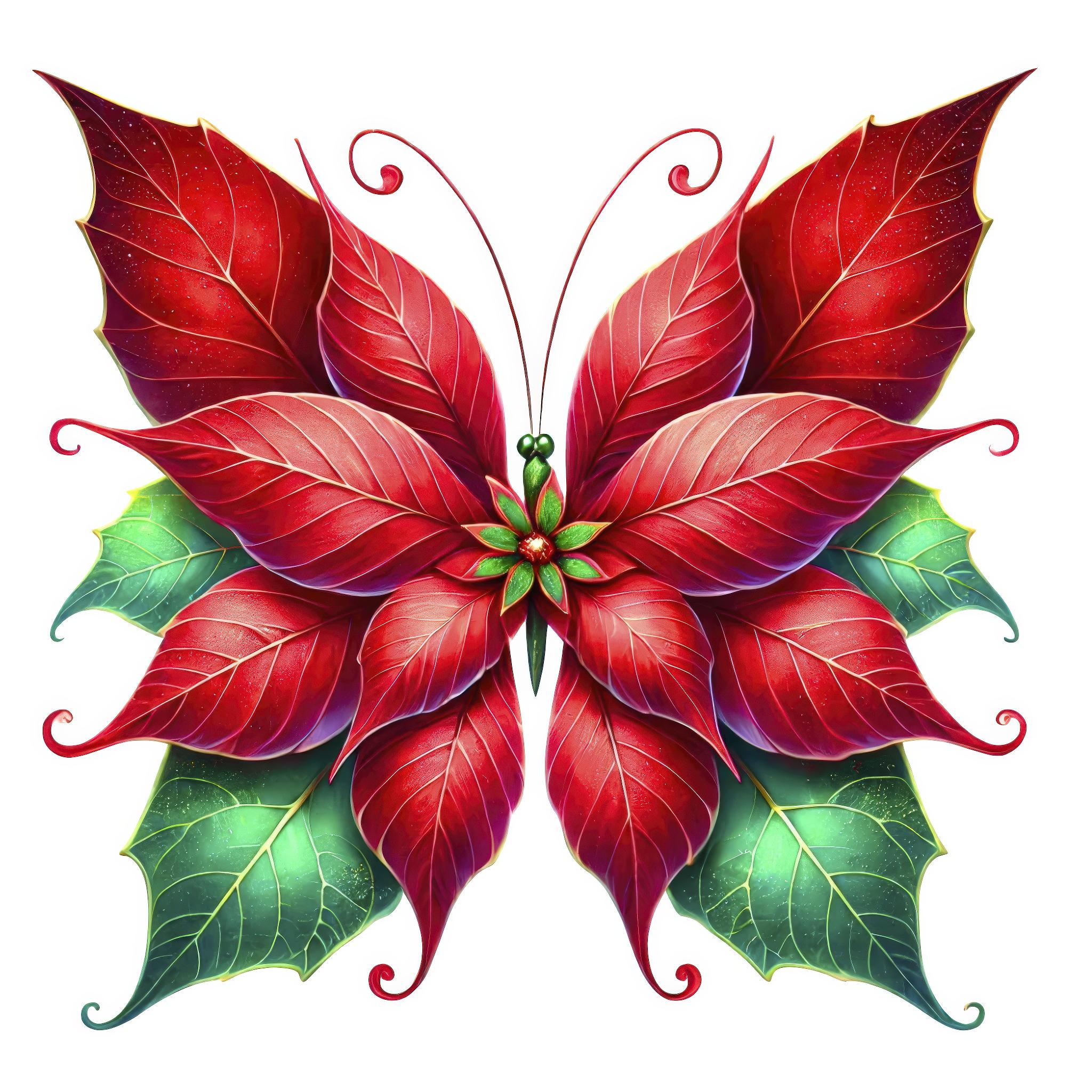 Christmas Butterfly Clipart: Festive Holiday Butterflies (digital ...