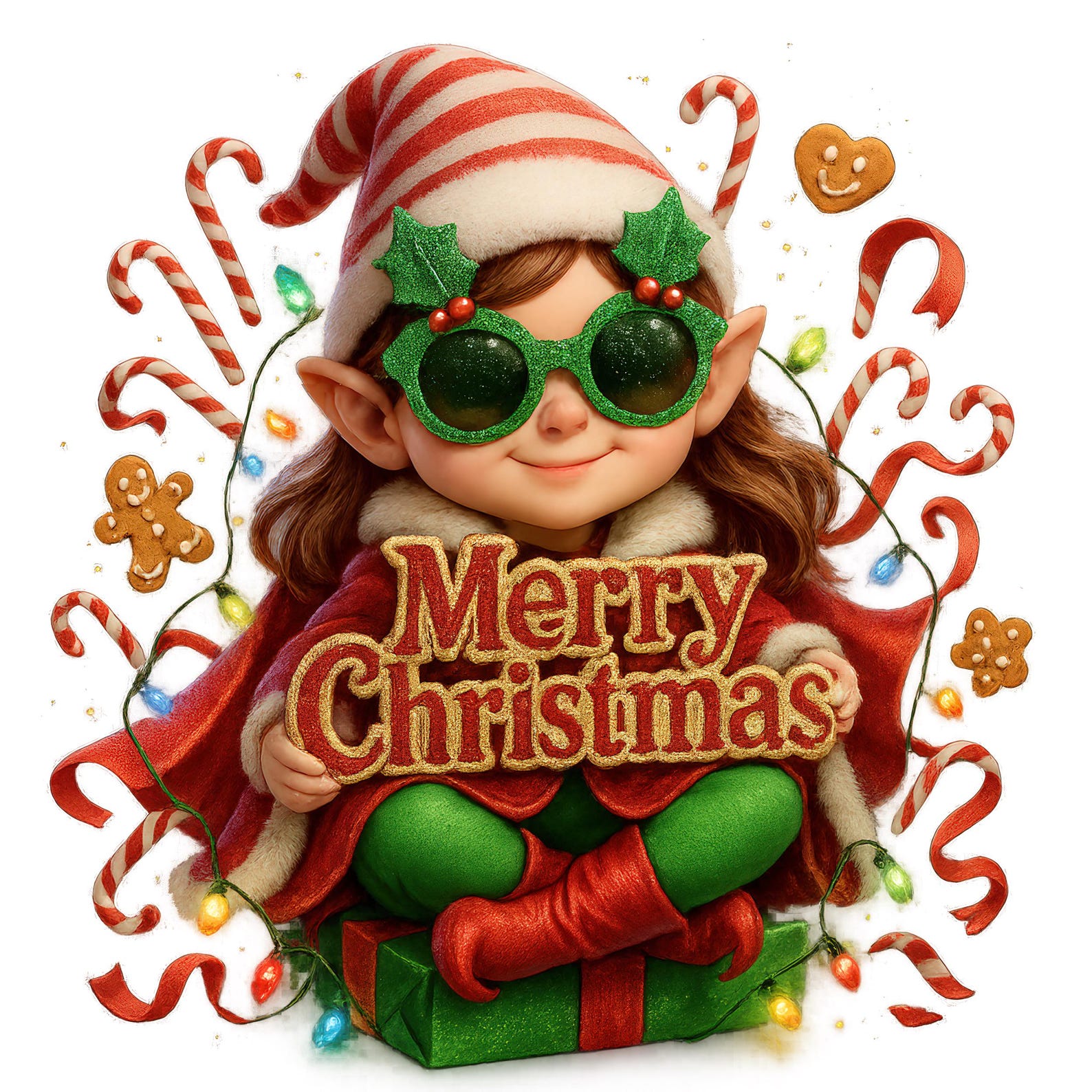 Christmas Elf Girl Clipart: Festive Holiday PNG Graphics (set of 12 ...