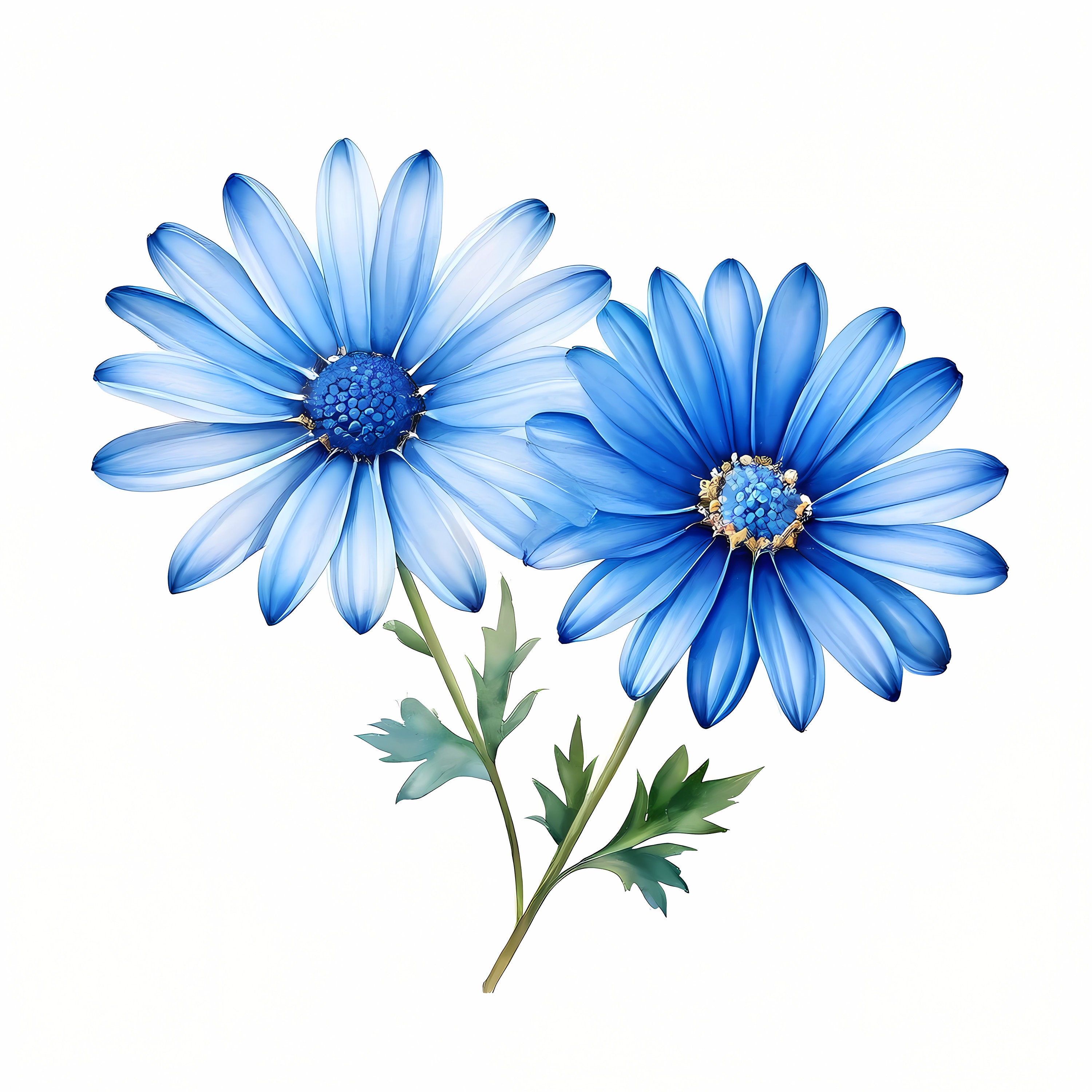 Blue Daisy Clipart | Floral JPG Bundle (digital Download) Set of 10 - Etsy