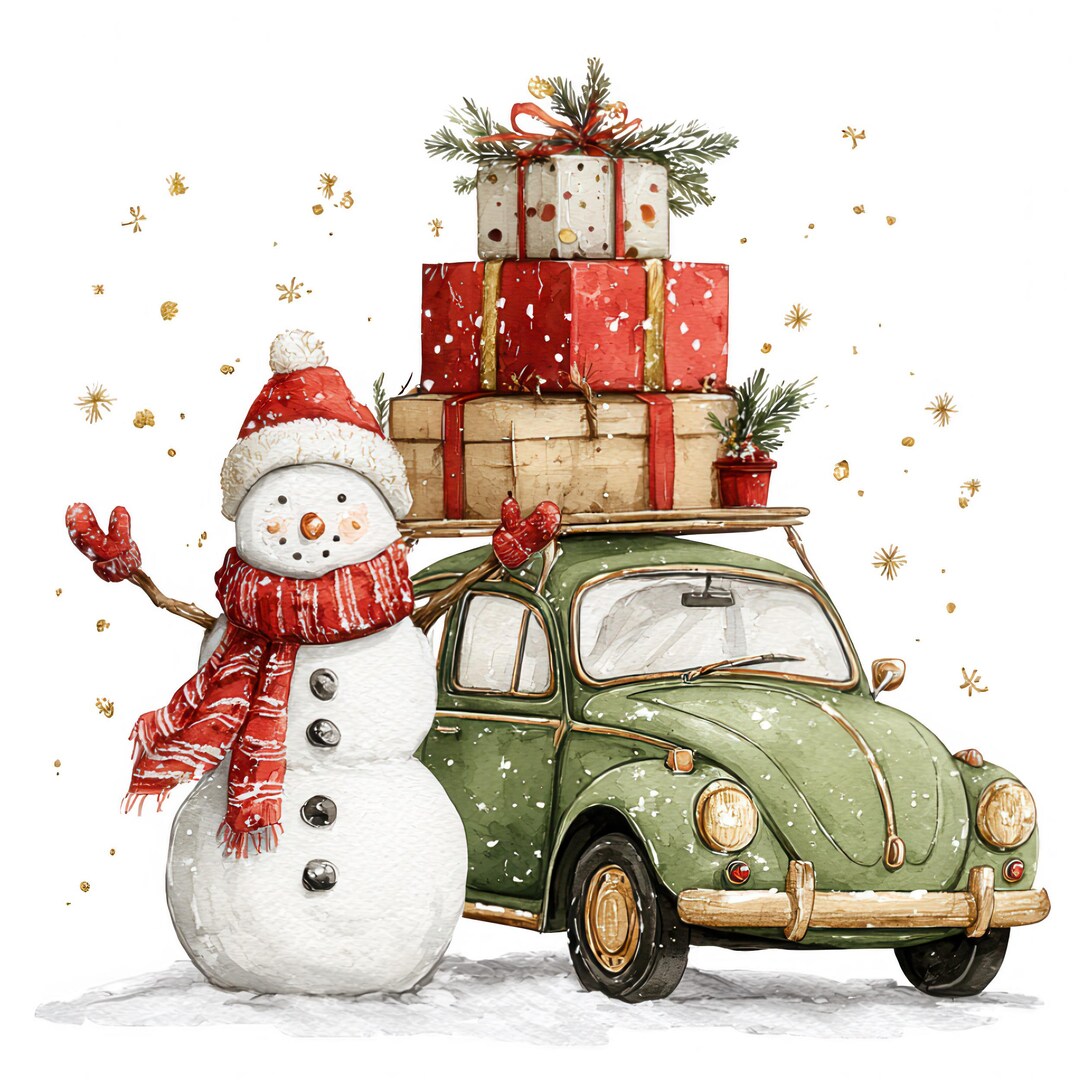 Christmas Car Clipart | Festive Holiday Graphics | Digital Download ...
