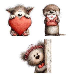 Woodland Animals Valentine's Day Clipart: Whimsical Graphics (digital ...