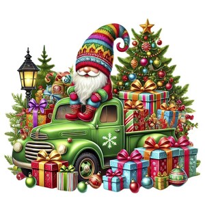 Christmas Gnome Truck Clipart: Holiday PNG Bundle (digital Download ...