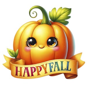 Cute Pumpkin Clipart | Fall PNG Bundle, Commercial Use (digital ...