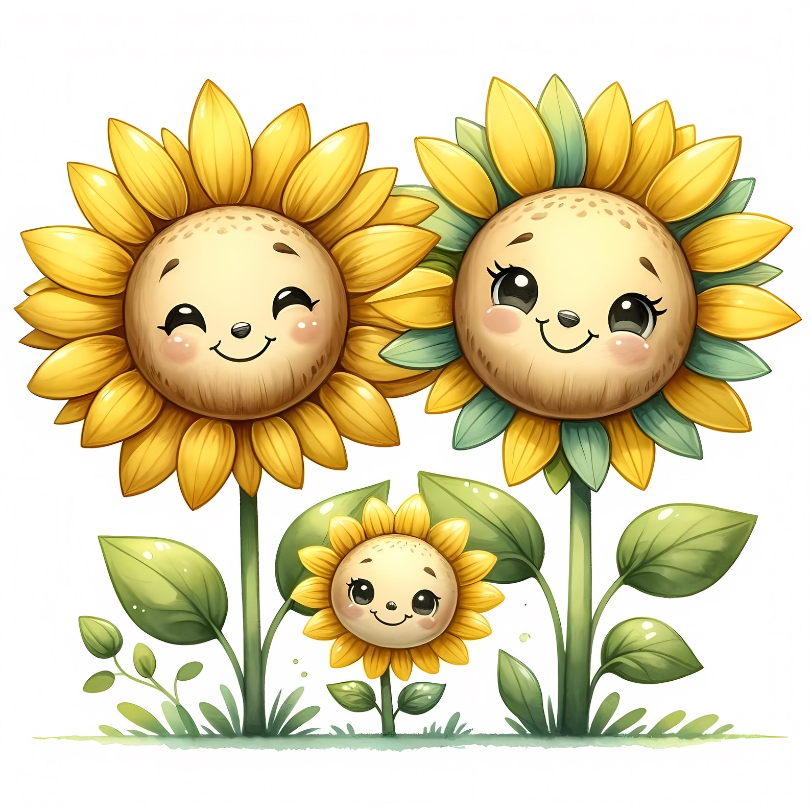 Smiling Sunflower Clipart 10 High-quality Jpgs Cute Sunflower Clipart ...