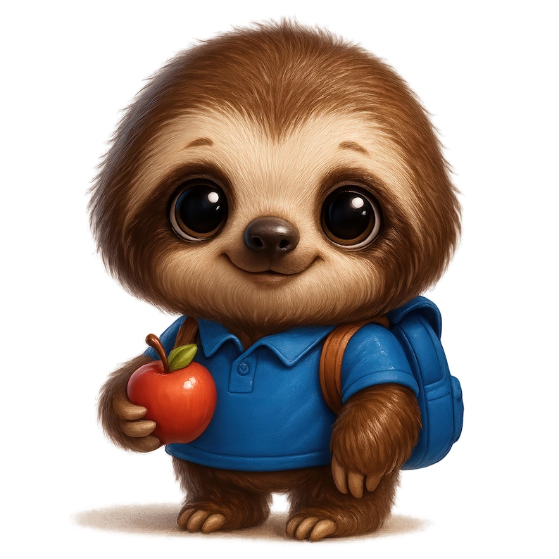 Student Sloth Clipart Bundle: Back to School PNG Graphics (digital ...