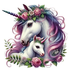Mother and Baby Unicorn Clipart Bundle: Nursery Decor (digital Download ...