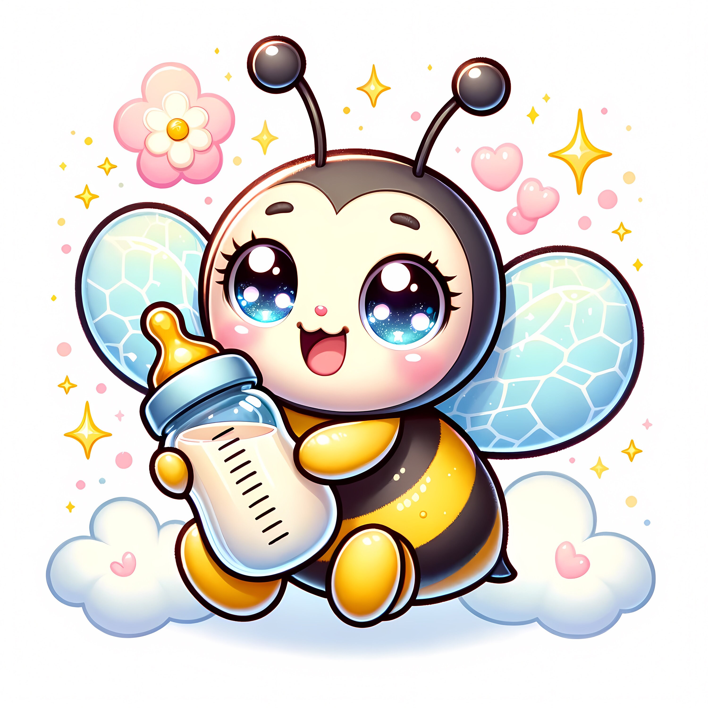 Cute Bee With Baby Bottle Clipart 10 High-quality Jpgs Clipart Bundle ...