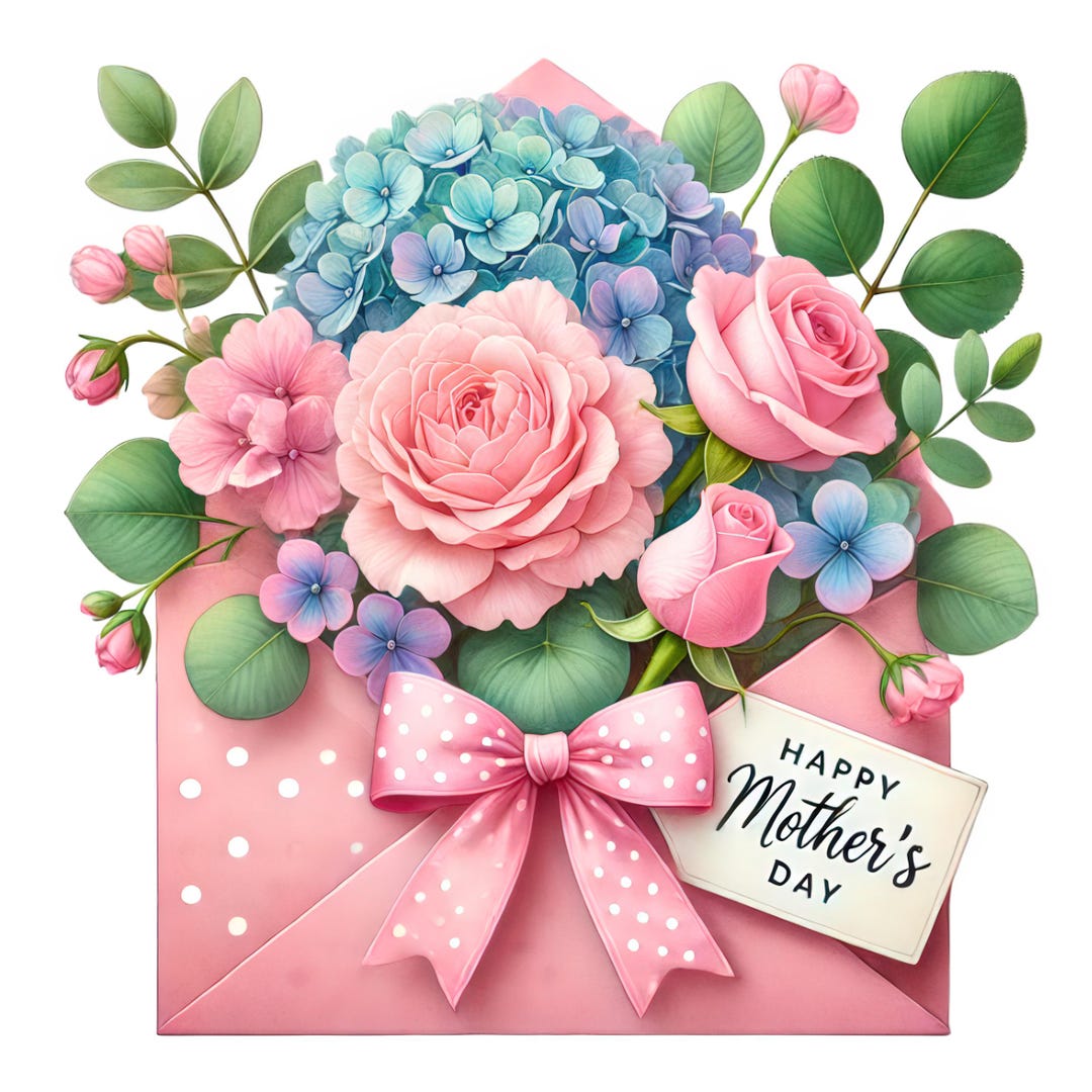 Mothers Day Envelope Clipart, Happy Mother's Day Png Clipart, Floral ...