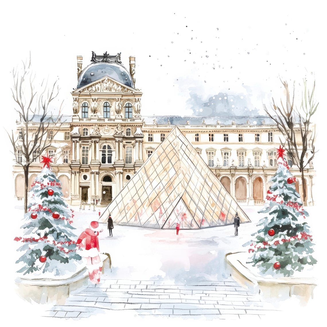 Christmas in France Clipart, French Christmas Holiday Scene, Digital ...