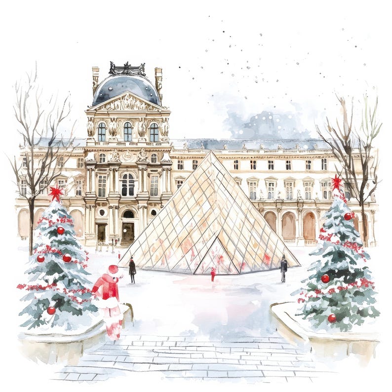 Christmas in France Clipart, French Christmas Holiday Scene, Digital ...