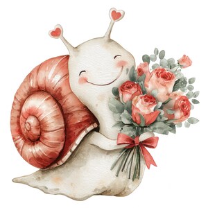 Snail Valentine's Day Clipart | Adorable Whimsical Graphics | Digital ...