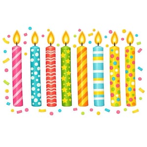 Colorful Birthday Candles Clipart: Celebration Birthday Graphics ...