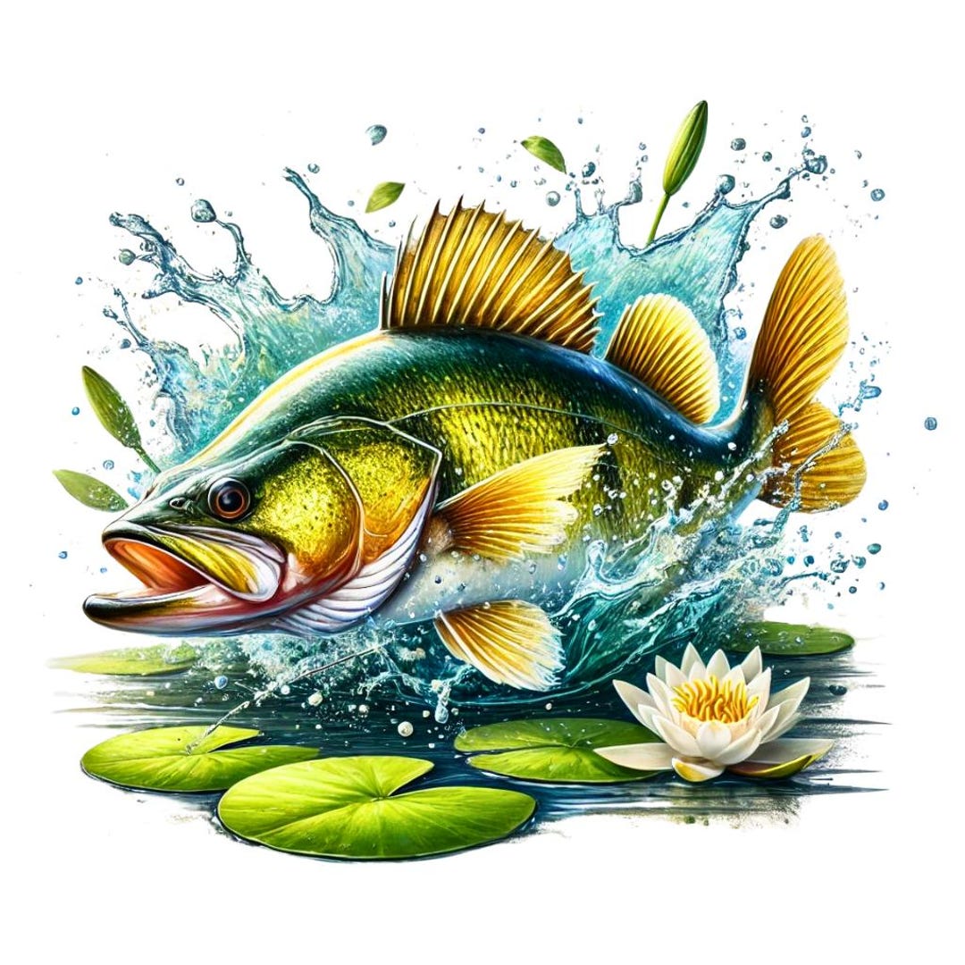 Walleye Fish PNG Sublimation Design Jumping Walleye Fish Fishing Decor ...