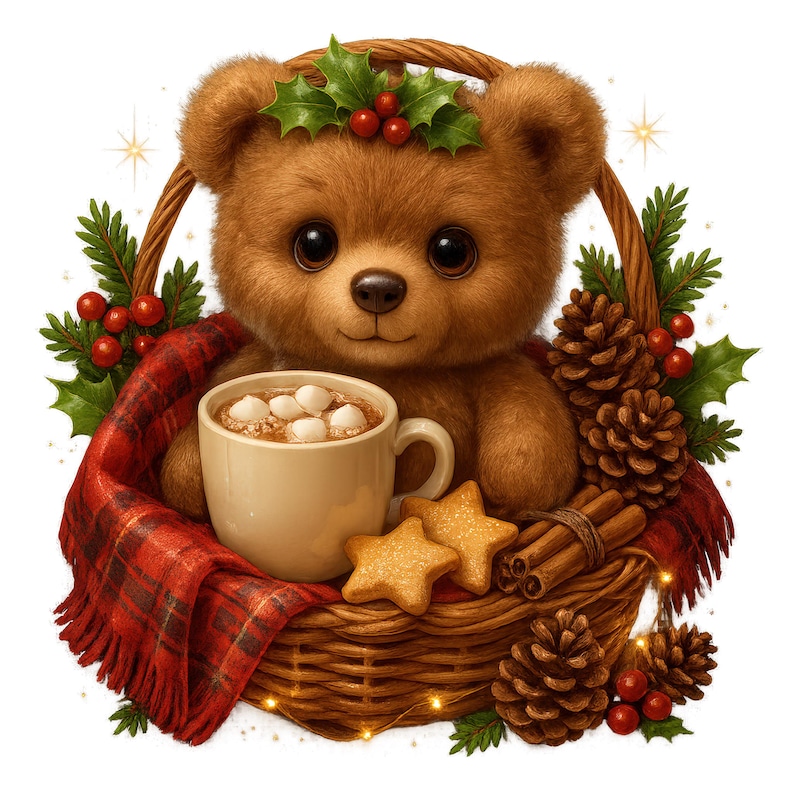 Christmas Teddy Bear Clipart Bundle: Festive Holiday PNG Set (digital ...