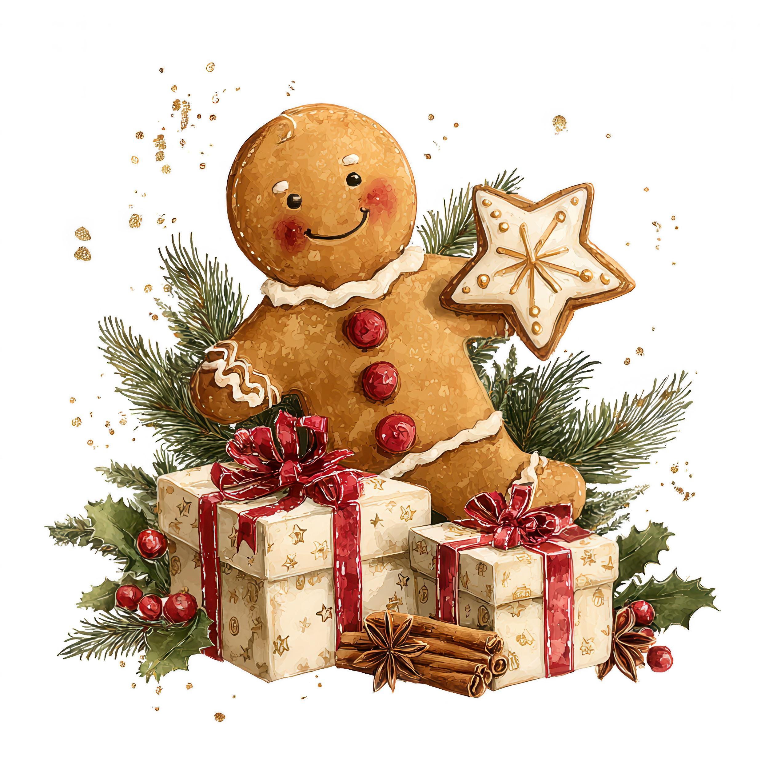 Christmas Gingerbread Man Clipart: Sweet Festive Holiday Graphics ...