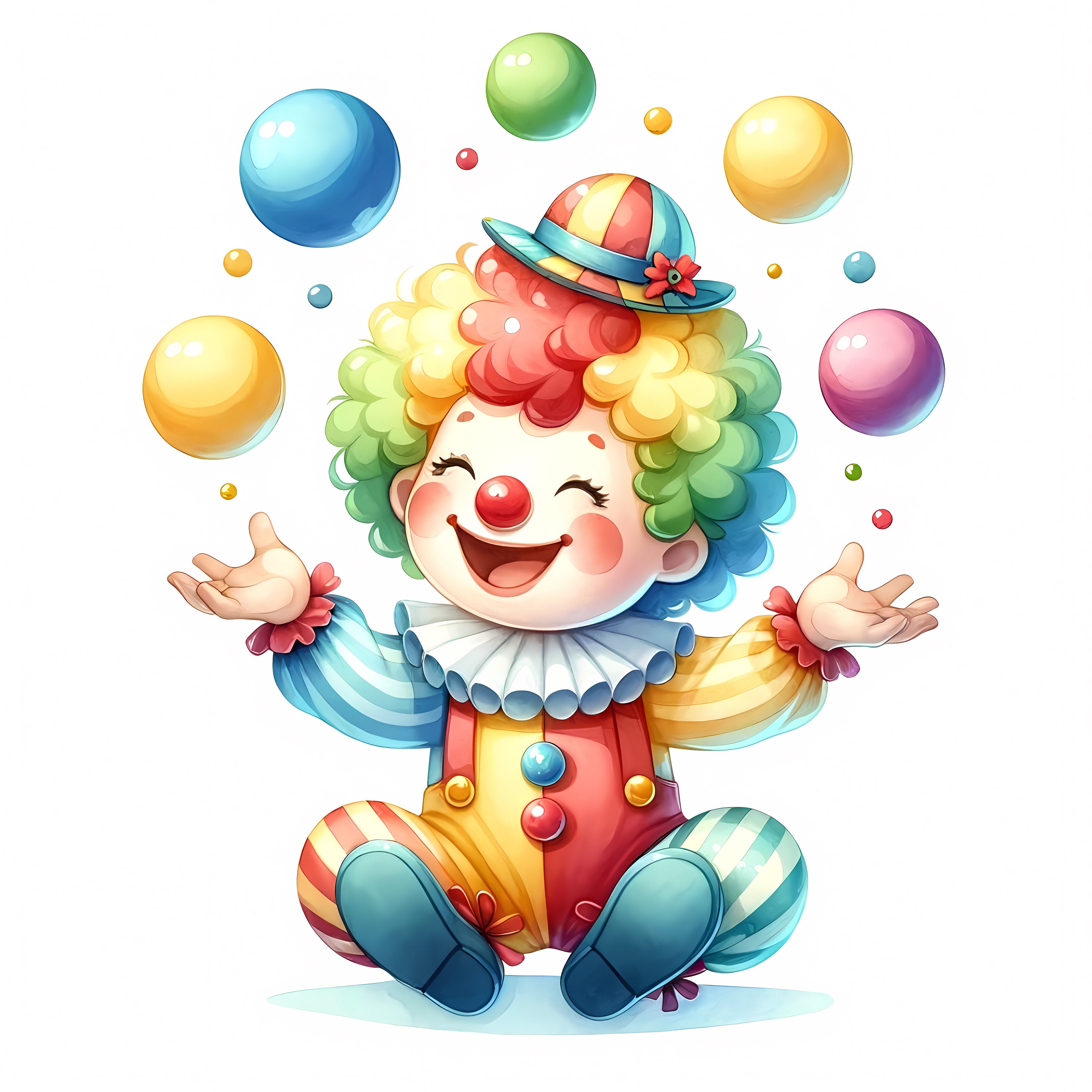 Cute Clown Clipart Bundle – Circus Art, High-quality Jpgs (digital ...