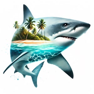 Majestic Shark JPG Clipart | Ocean Art Printables (digital Download ...