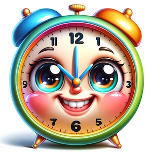 Cute Clock Clipart | 12 High-quality Jpgs | Delightful Cute Clock ...