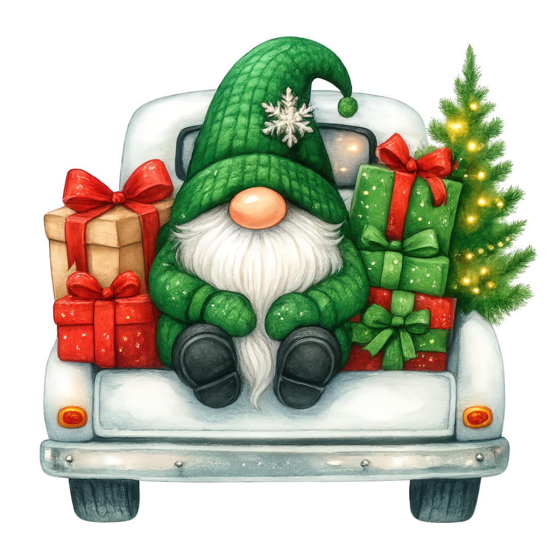 Christmas Gnome Truck Clipart Bundle: Festive Holiday Graphics (digital ...