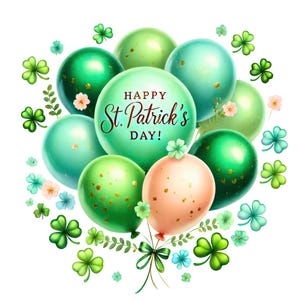 Saint Patrick's Day Balloons Clipart | 10 High-quality Designs | Happy ...