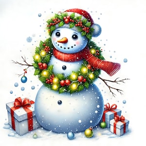 Christmas Snowman Clipart | 1O High-quality Jpgs | Adorable Christmas ...