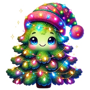 Cute Christmas Tree Clipart | 10 High-quality Jpgs | Adorable Christmas ...