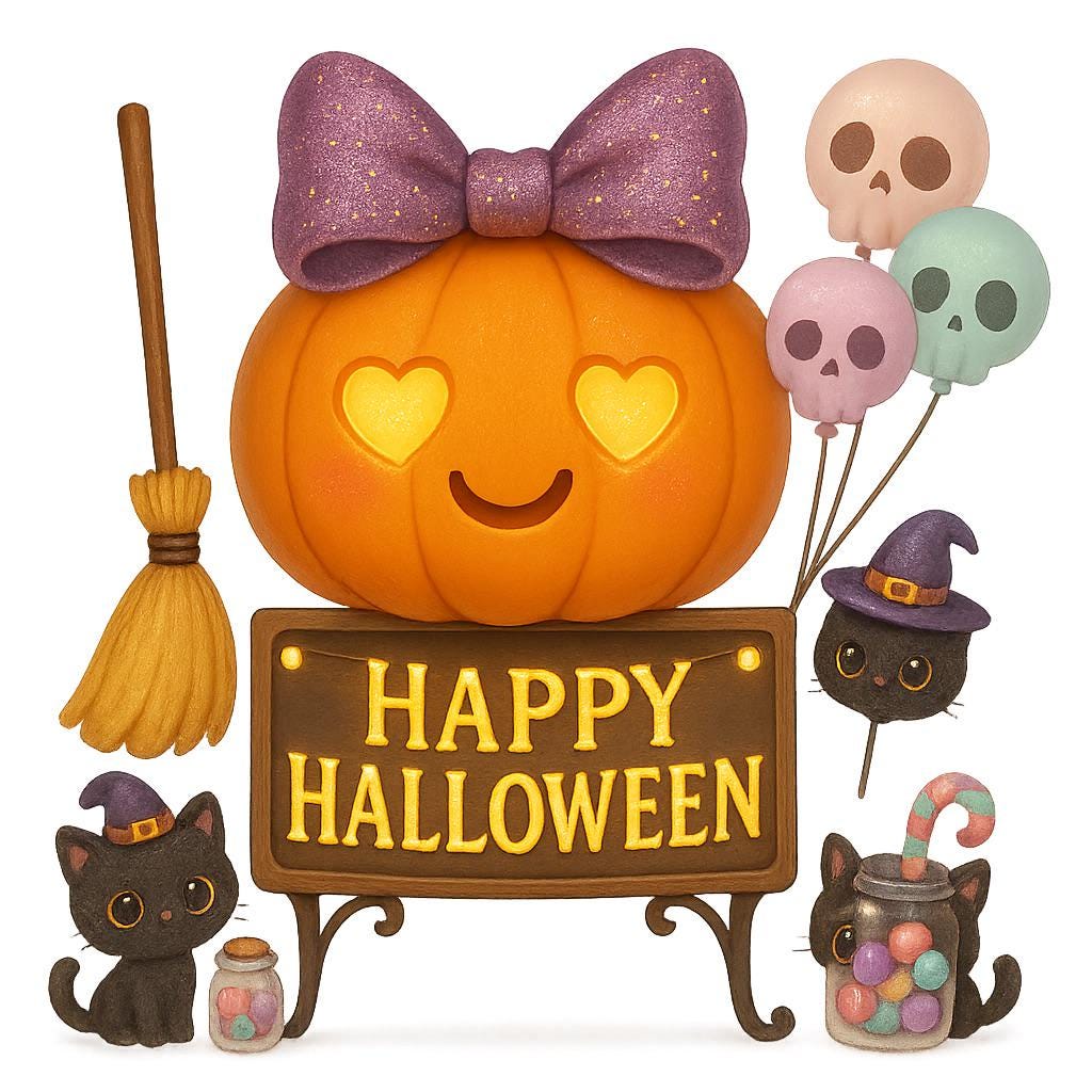 Cute Halloween Pumpkin Clipart, Kawaii Fall Design (PNG) - Etsy
