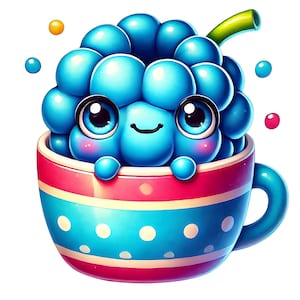 Cute Blue Raspberry Clipart | 11 High-quality Jpgs | Adorable Kawaii ...