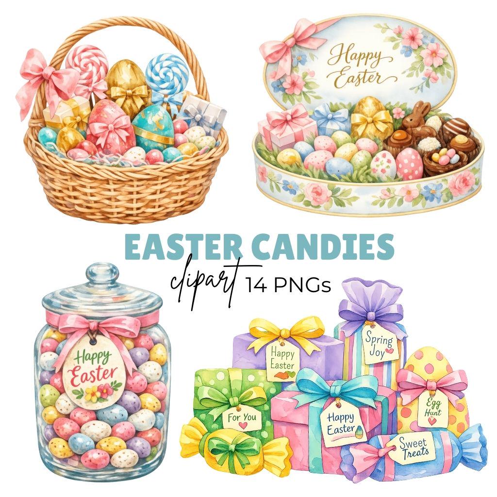 Candy Easter Clipart: Easter Sweets Graphics, Digital Download, 14 PNG ...