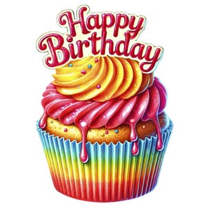 Happy Birthday Cupcake Clipart: Party PNG Bundle (digital Download ...