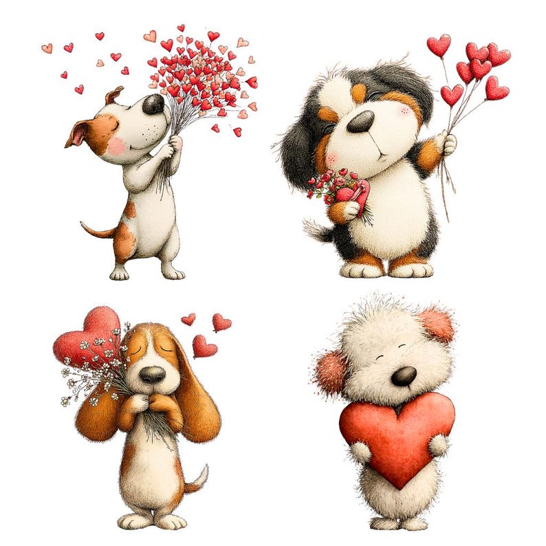 Valentine's Day Dogs Clipart | Heartwarming Graphics | Whimsical Love ...