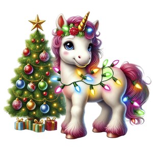 Christmas Unicorn Clipart: Holiday PNG Bundle (commercial Use) (digital ...